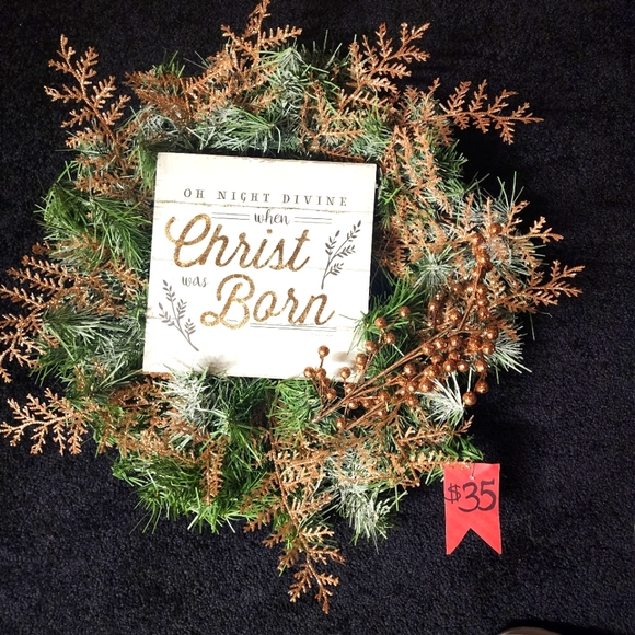 Holiday | 18 Inch Christmas Wreath Christ Is Born Sign | Poshmark